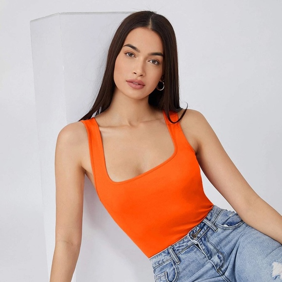 SHEIN | Tops | 4 For 5 Shein Basics Cotton Scoop Neck Solid Tank Top ...